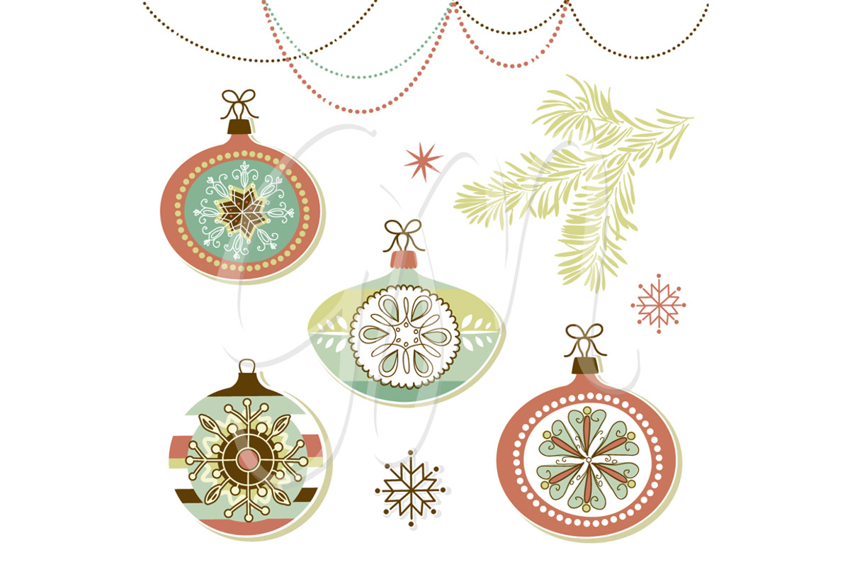 Christmas Clip Art, ornaments, balls, a Decorative Illustration by ...