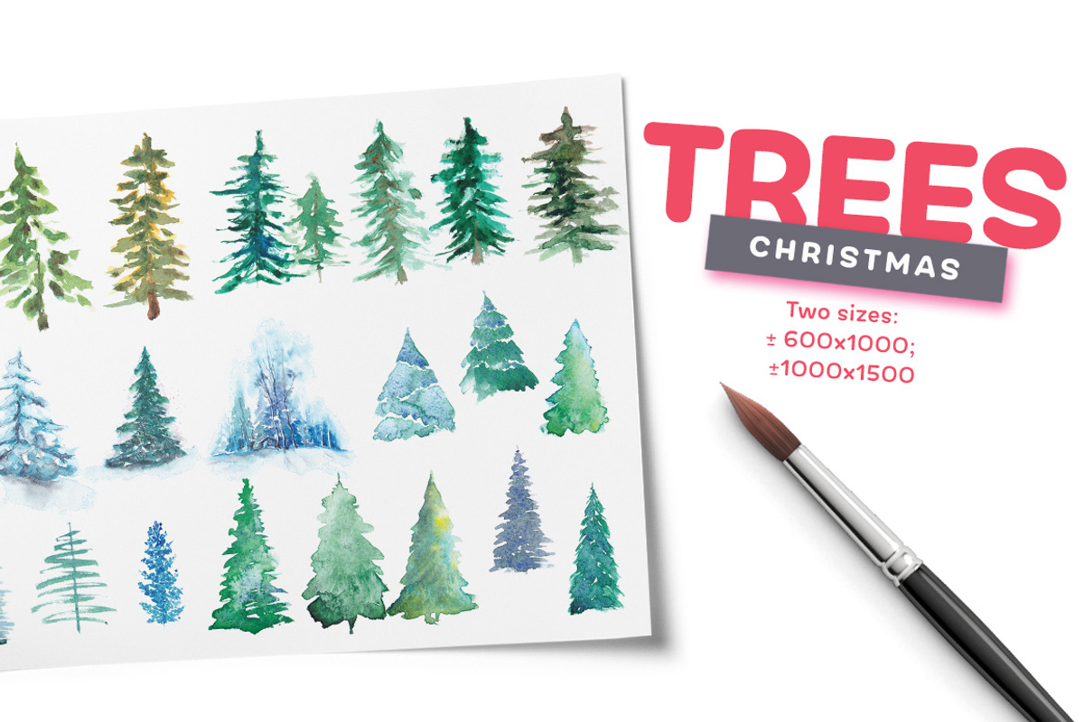 Watercolor Christmas Bundle, an Illustration by Blessed Print