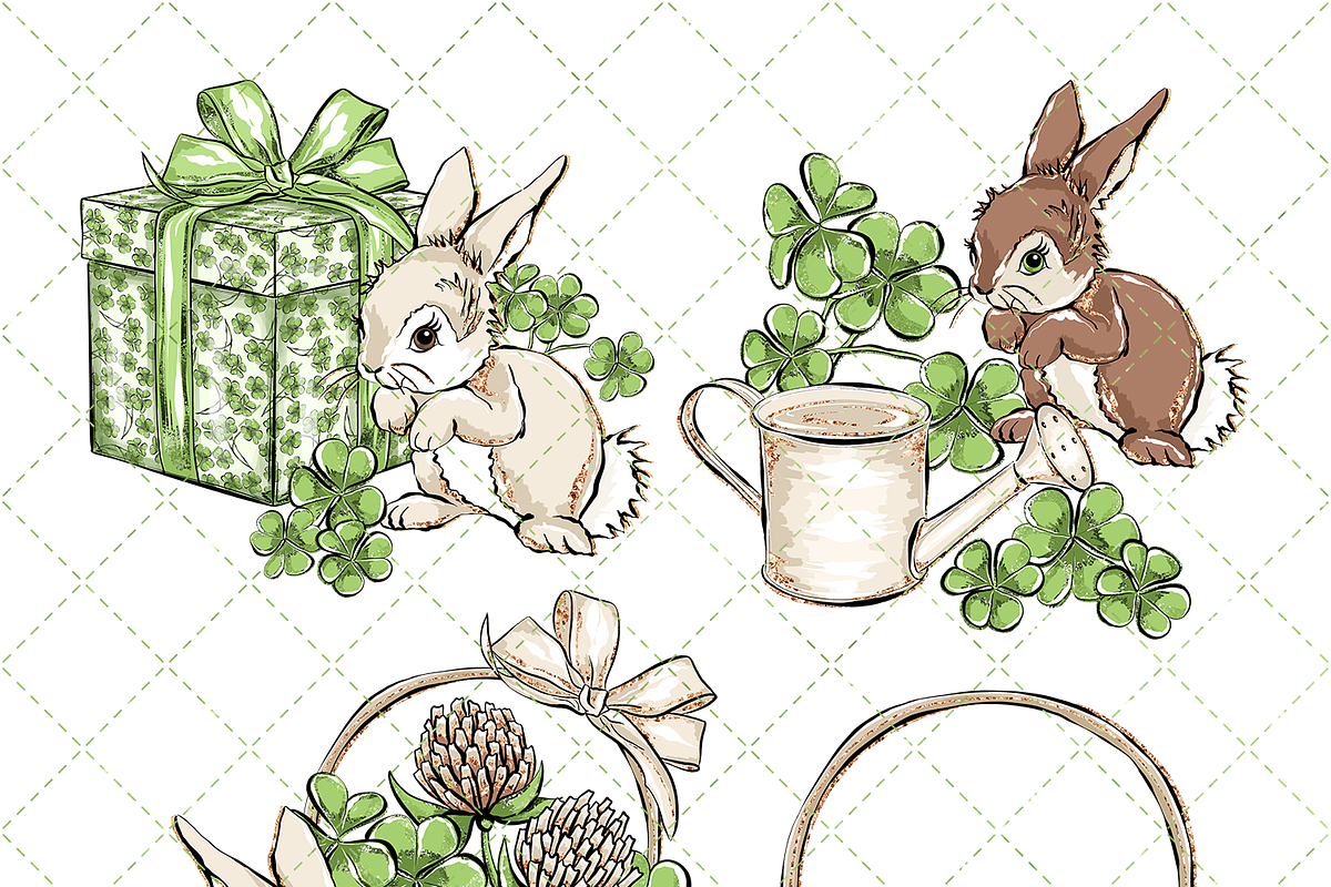 Spring Rabbit Watercolor Clipart, an Illustration by Phantasia Design ...