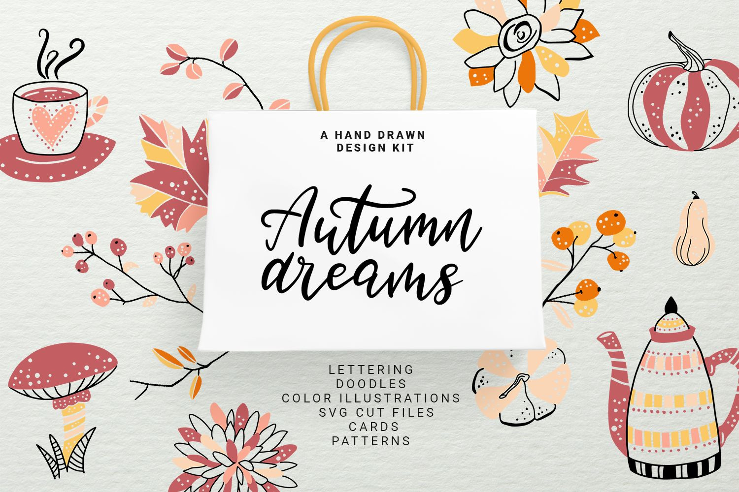 Autumn Dreams - vector design kit, an Illustration by Gray Cat Graphics