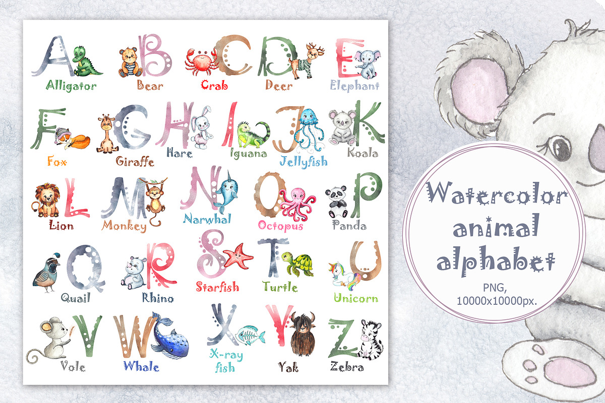 Watercolor animal alphabet, an Object Graphic by Ana-Sakuta