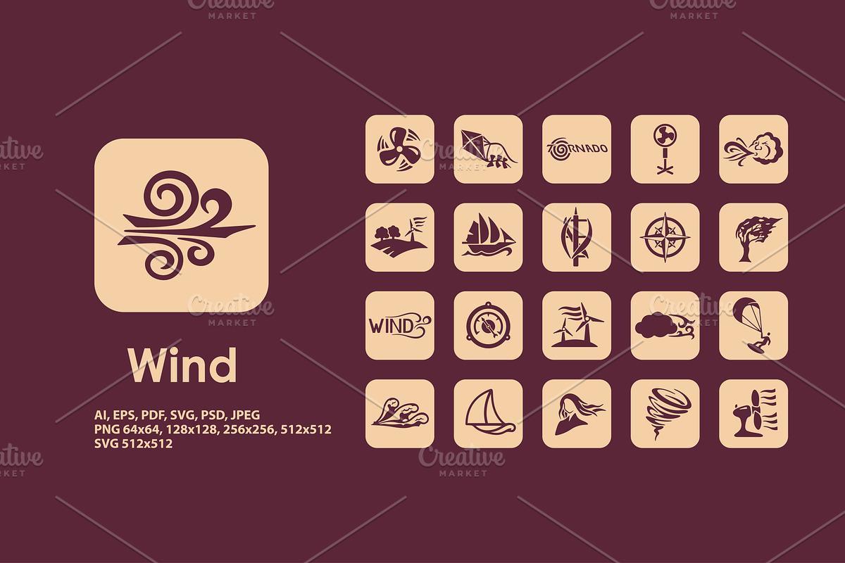 Wind icons, an Icon by Palau | Creative Market