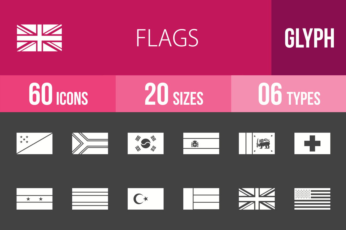 60 Flags Glyph Inverted Icons, an Icon by IconBunny | Creative Market
