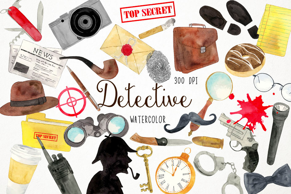 Watercolor Detective Clipart, Spy, a Graphic by Paulaparaula