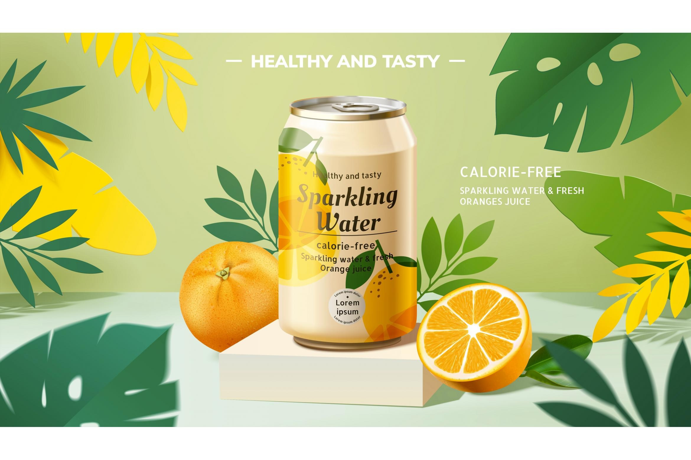 Sparkling water ad composition | Flyer Templates ~ Creative Market