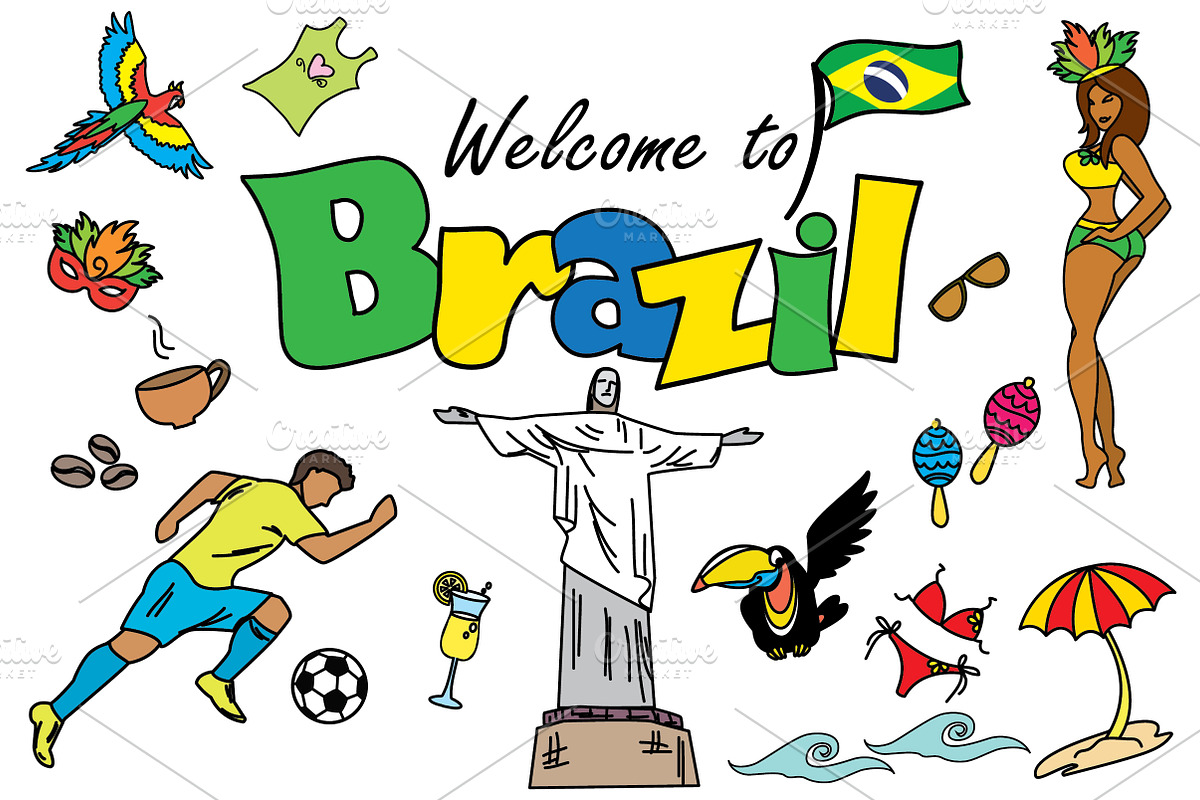 Cartoon SET Brazil and Rio, a Graphic by naum_studio