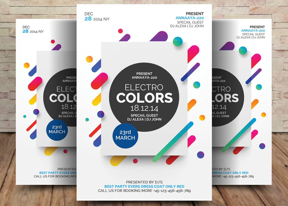 Electro Color Flyer Template | Flyer Templates ~ Creative Market