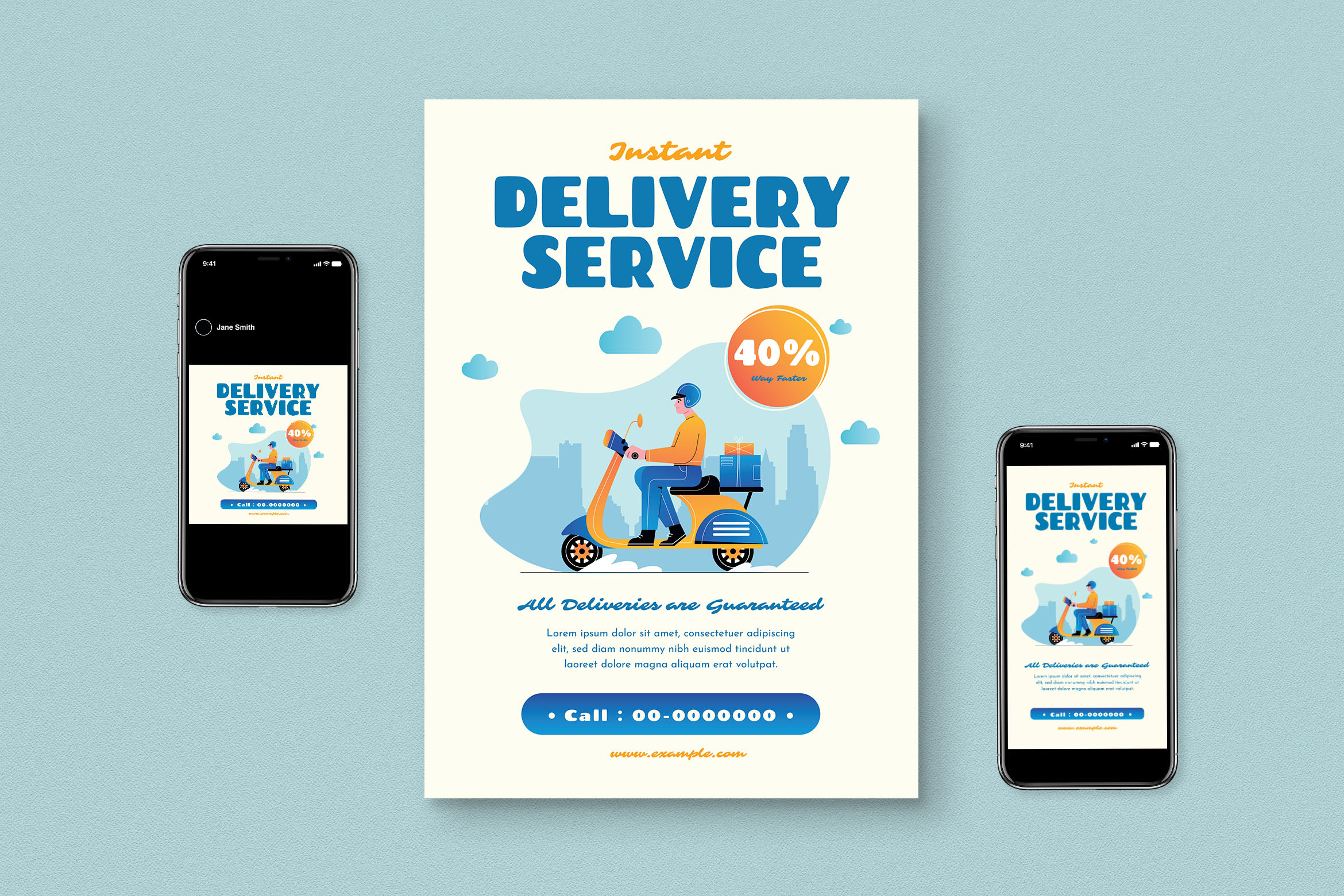 Delivery Service Flyer Set, a Flyer Template by graphicook | Creative ...