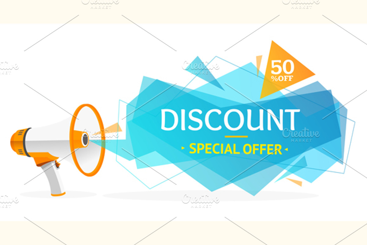 Discount Banner Sticker. Vector, a Work Illustration by Vector and ...