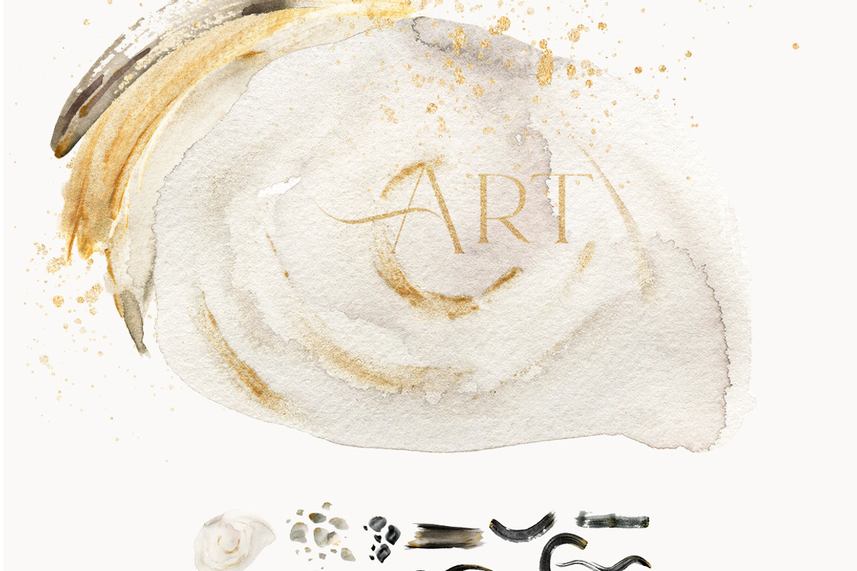 Abstract gold shapes Watercolor art, a Decorative Illustration by ...