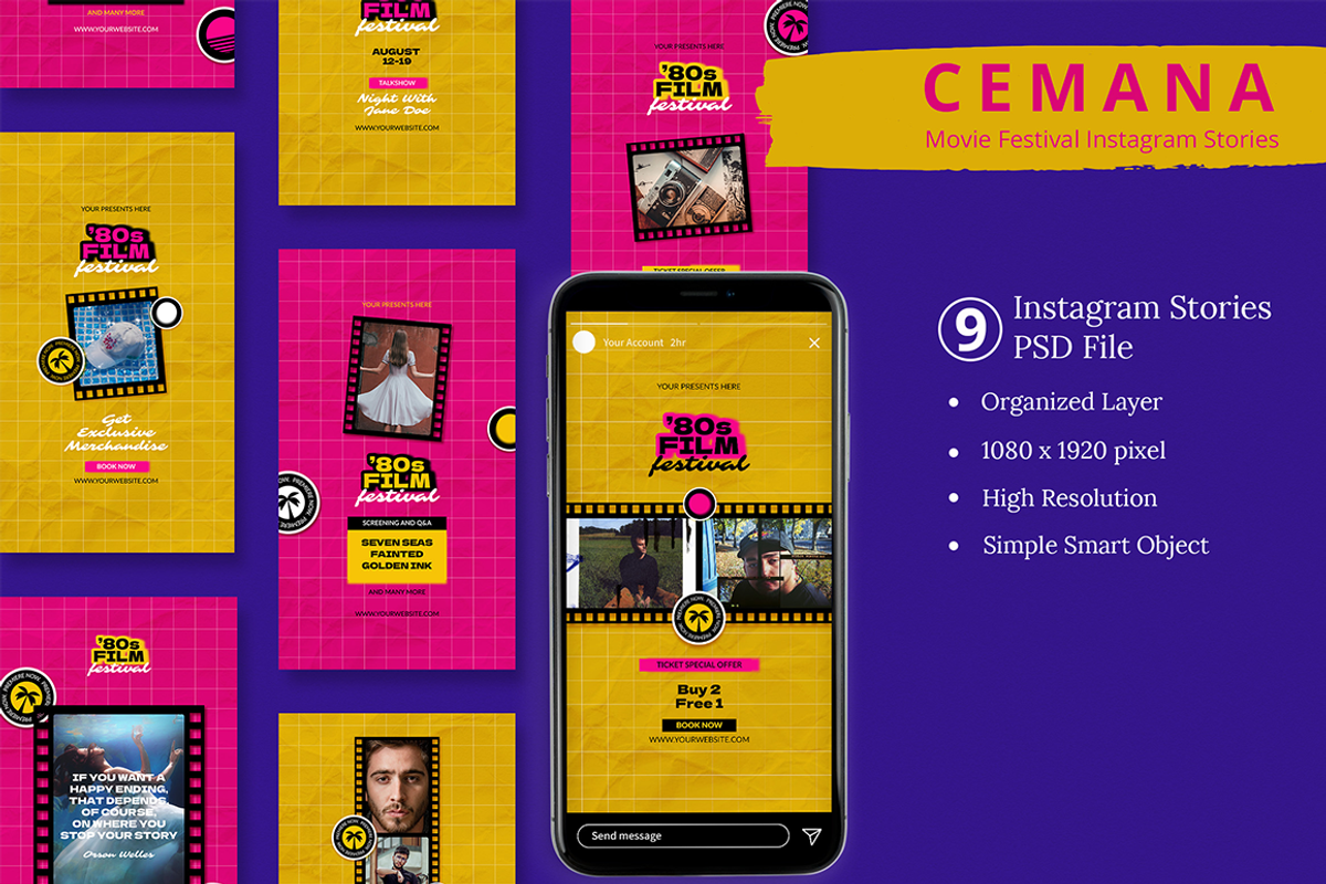 Movie Festival Instagram Stories, a Social Media Template by Attype