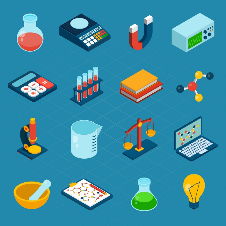 Isometric science 3d icons set, an Icon by Macrovector