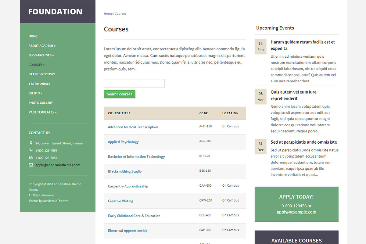 Foundation Theme, a WordPress Template by AcademiaThemes