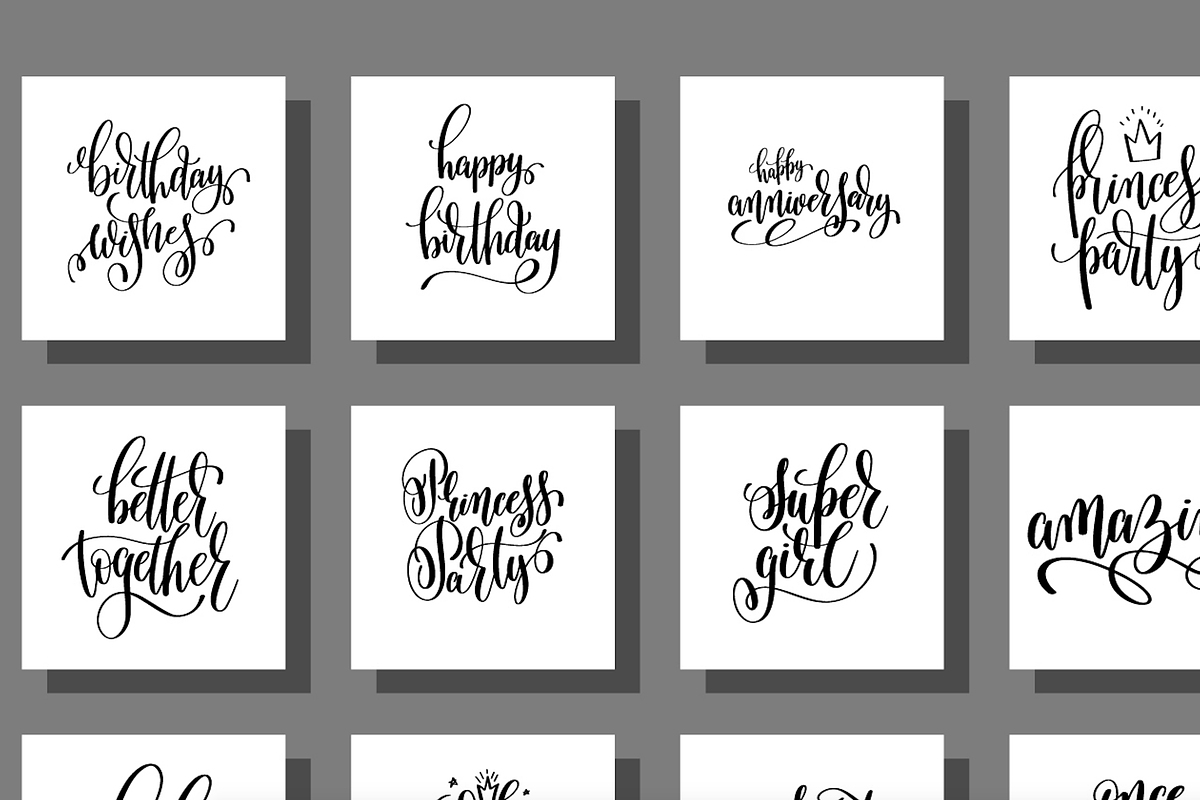 set of 100 lettering posters, a Decorative Illustration by karakotsya
