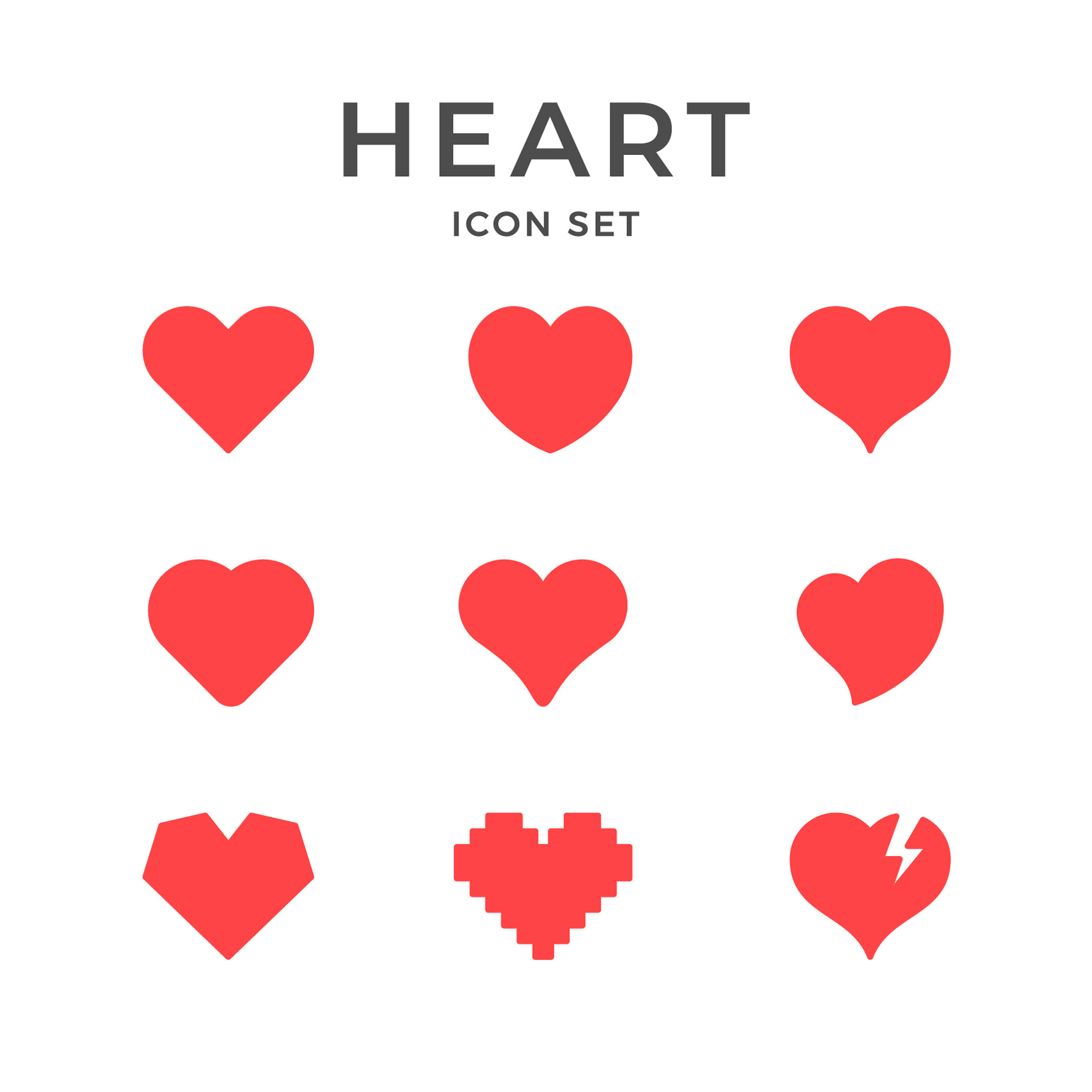 Set red icons of heart, an Icon by motorama