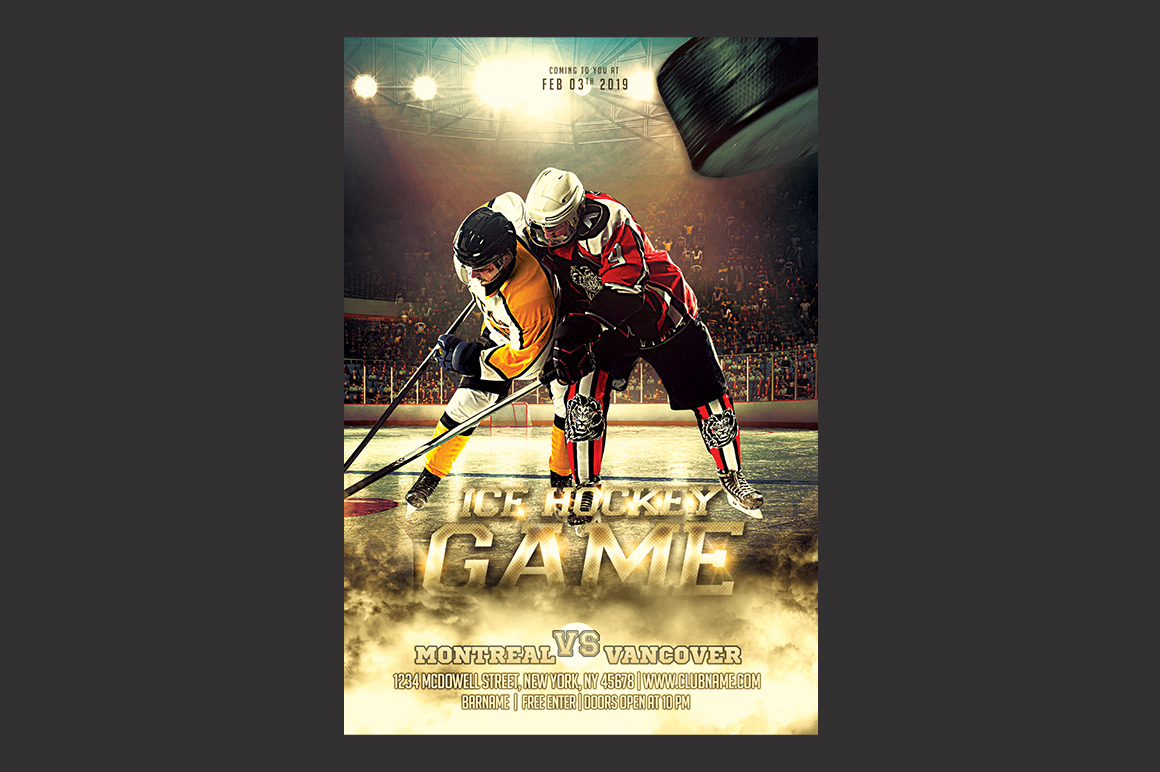 Ice Hockey Flyer, a Flyer Template by DSGraphicDesign