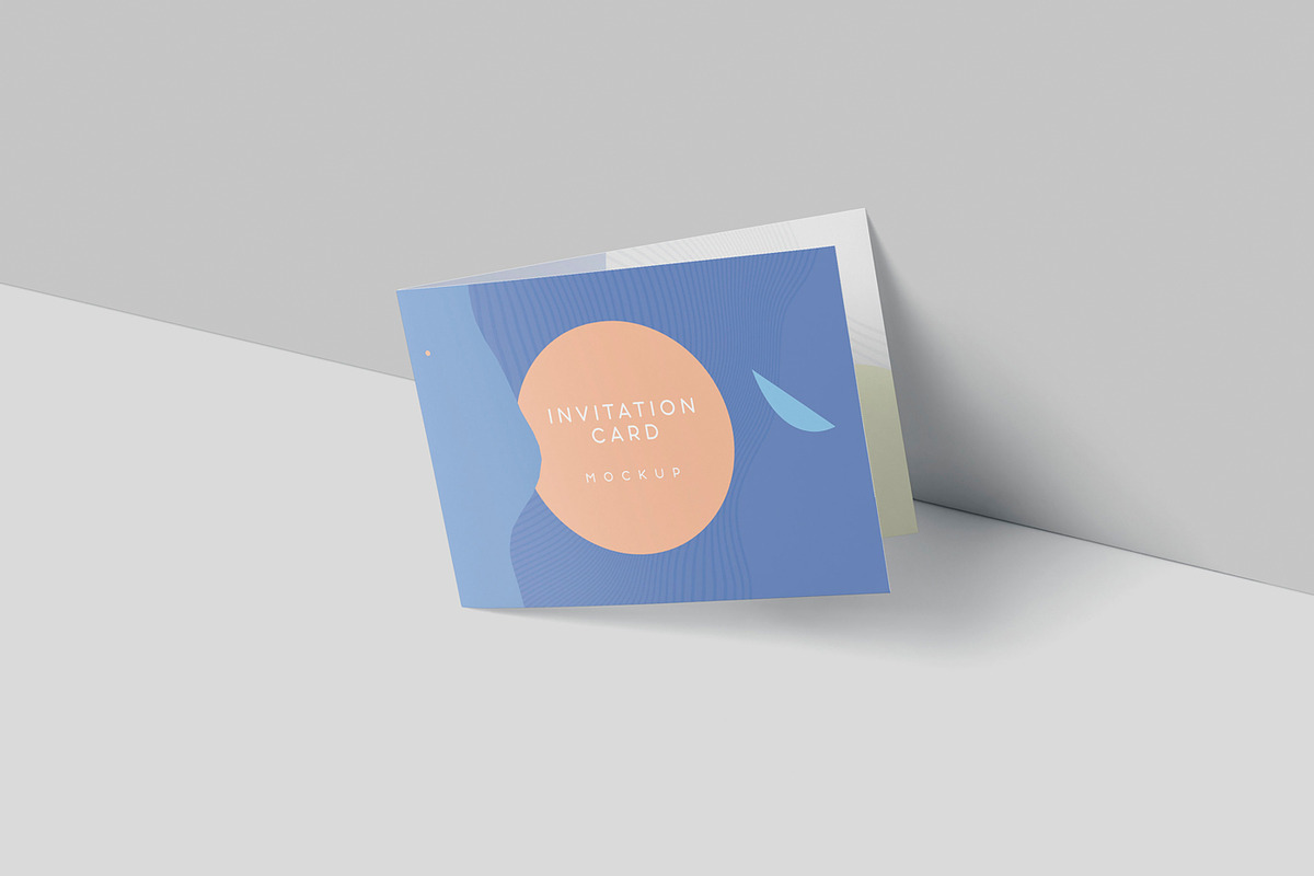 Bi-fold A6 Invitation Card Mockups, a Product Mockup by GfxFoundry