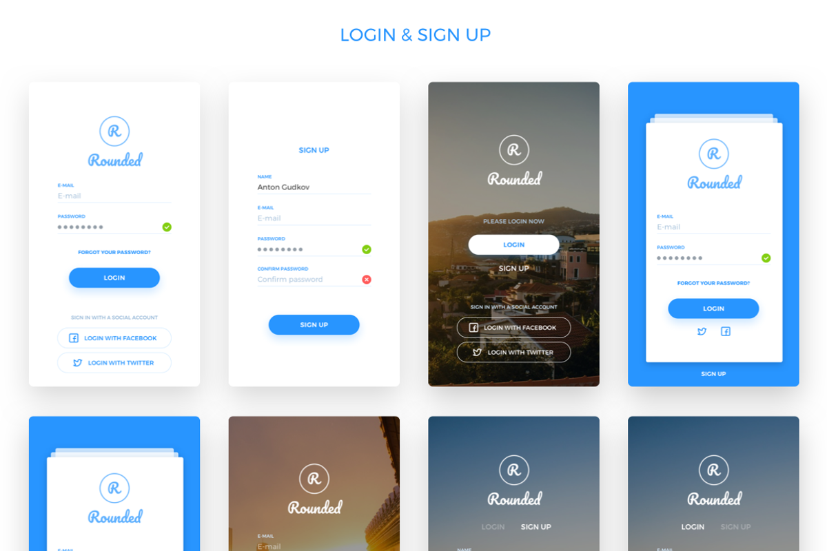 Rounded UI kit, an UI Kit Template by apgudkov