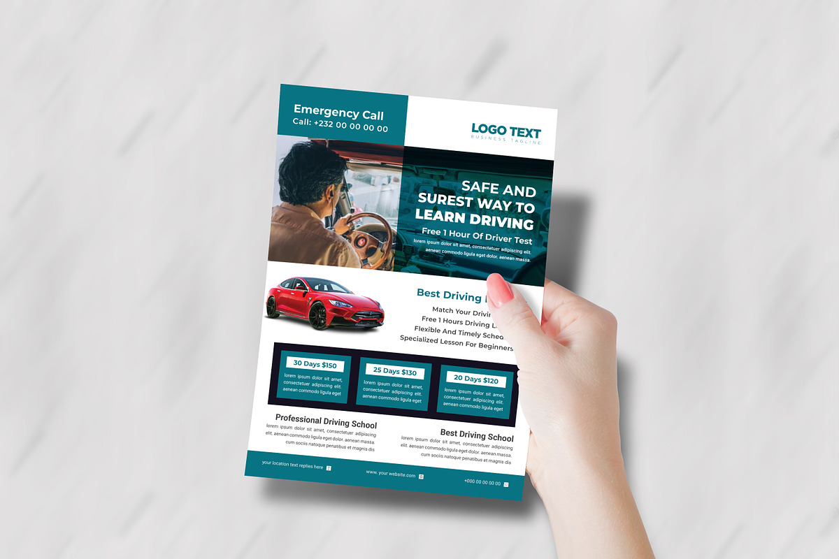 Driving School Flyer Template Design, a Flyer Template by MRI STUDIO