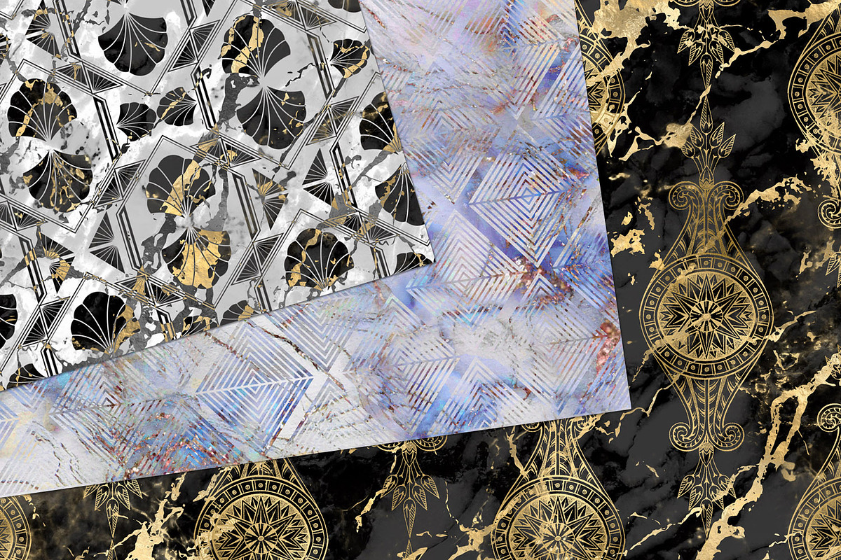 Marble Art Deco Digital Paper, a Pattern Graphic by Digital Curio