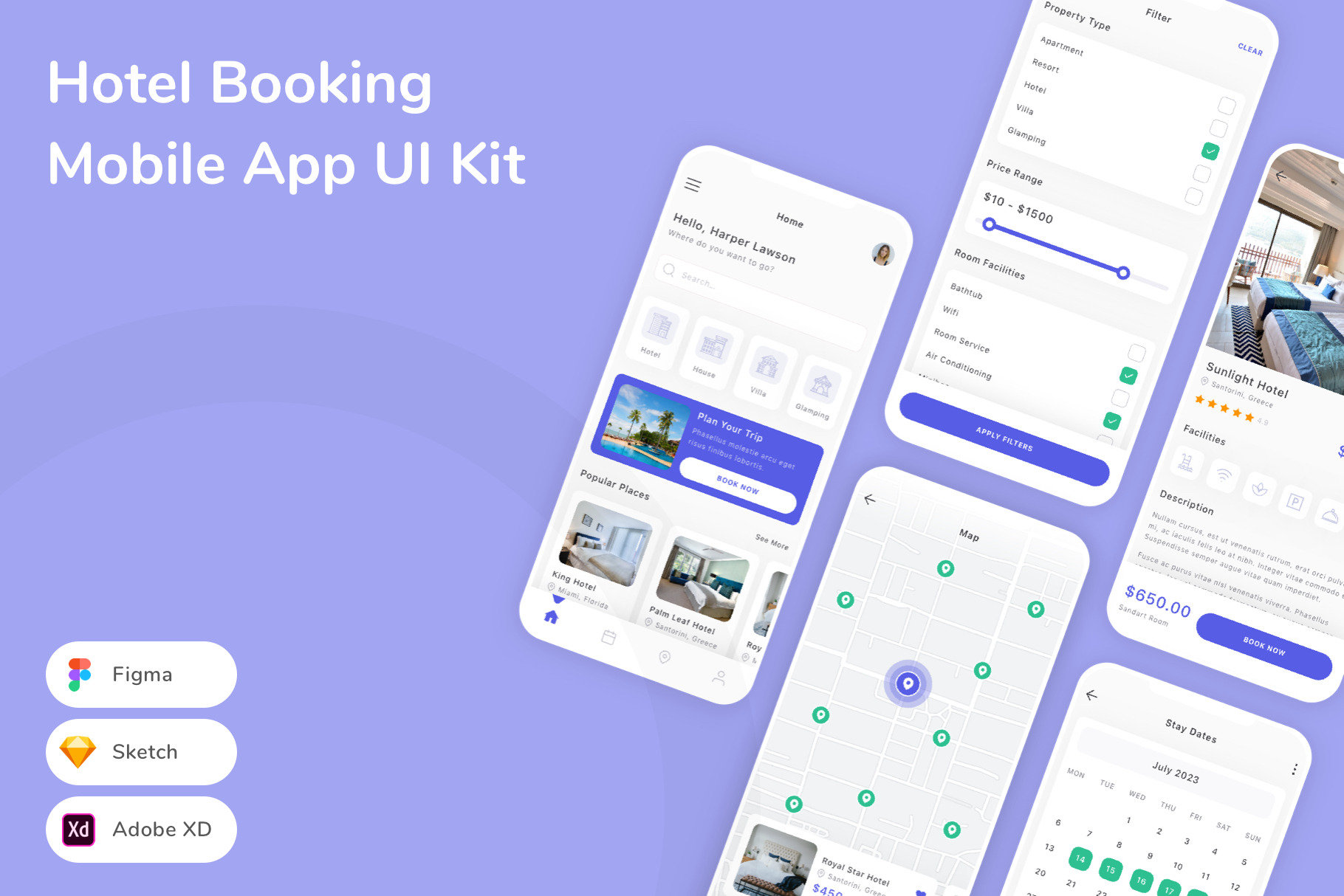 Hotel Booking Mobile App UI Kit, an UI Kit Template by Betush