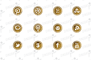 GOLD Glitter Social Media Icons, an Icon by AM