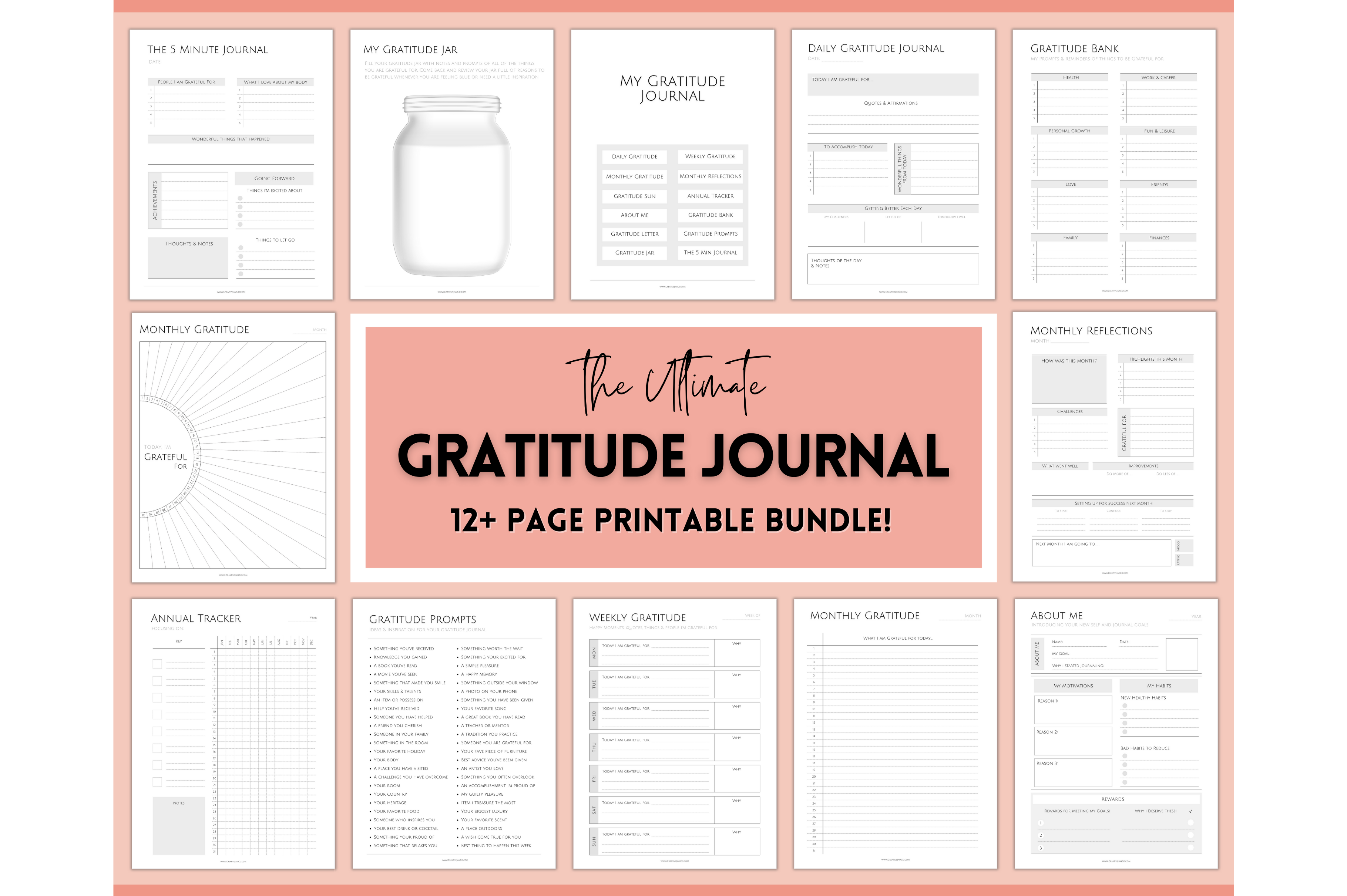 Printable Gratitude Journal BUNDLE