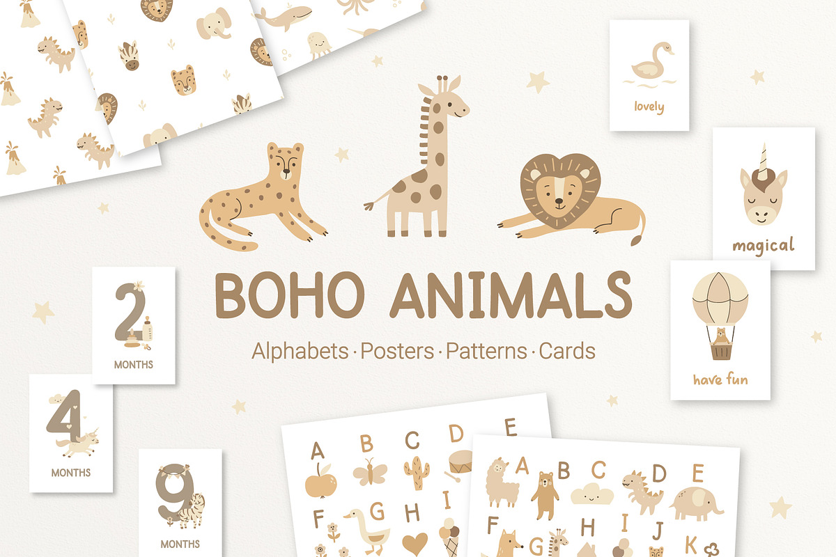 Boho Animals, Alphabet, Patterns, an Object Graphic by NinaFedorova ...