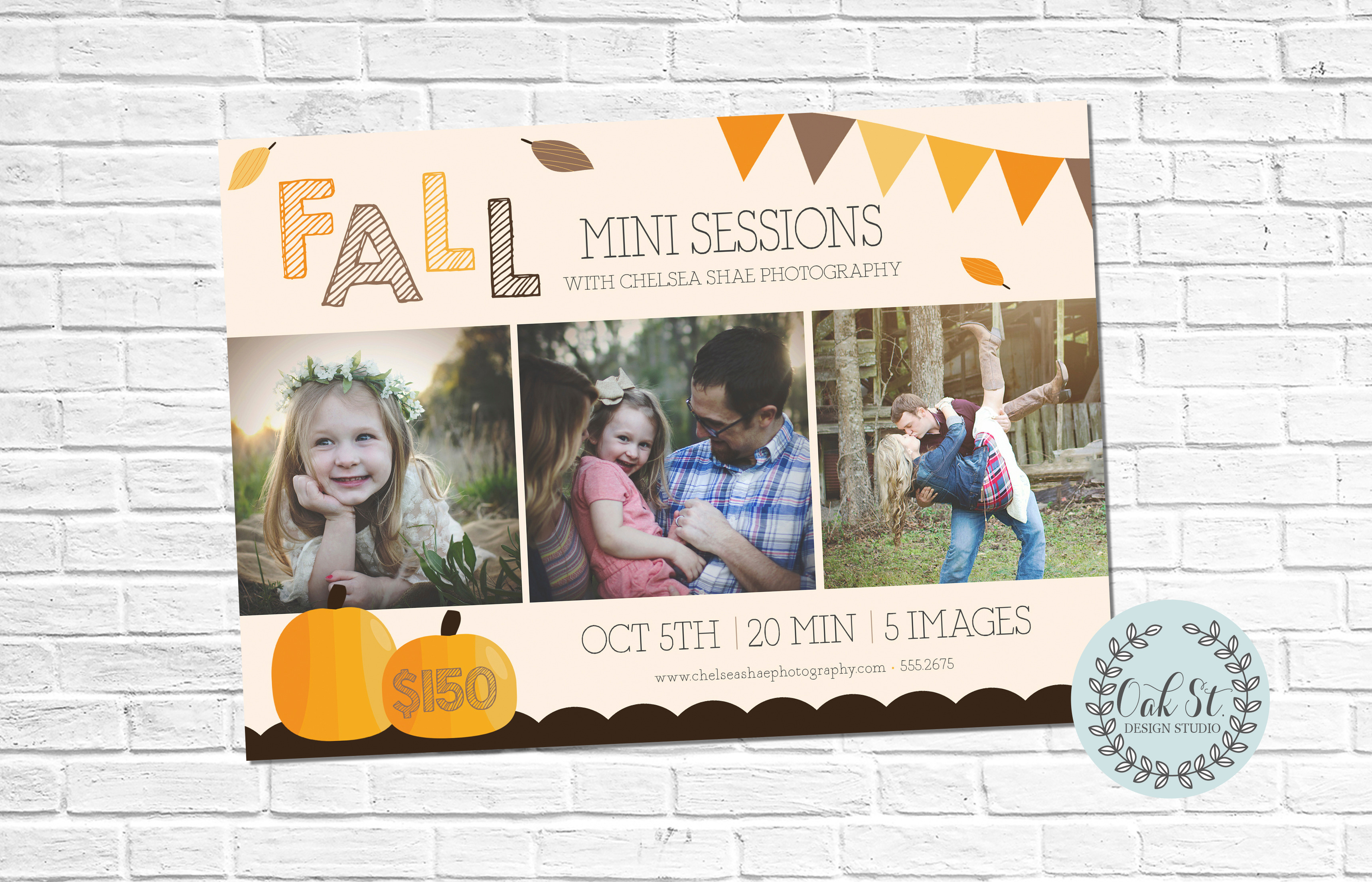 Fall Photographer Mini Session Flyer, a Flyer Template by oakstdesignstudio