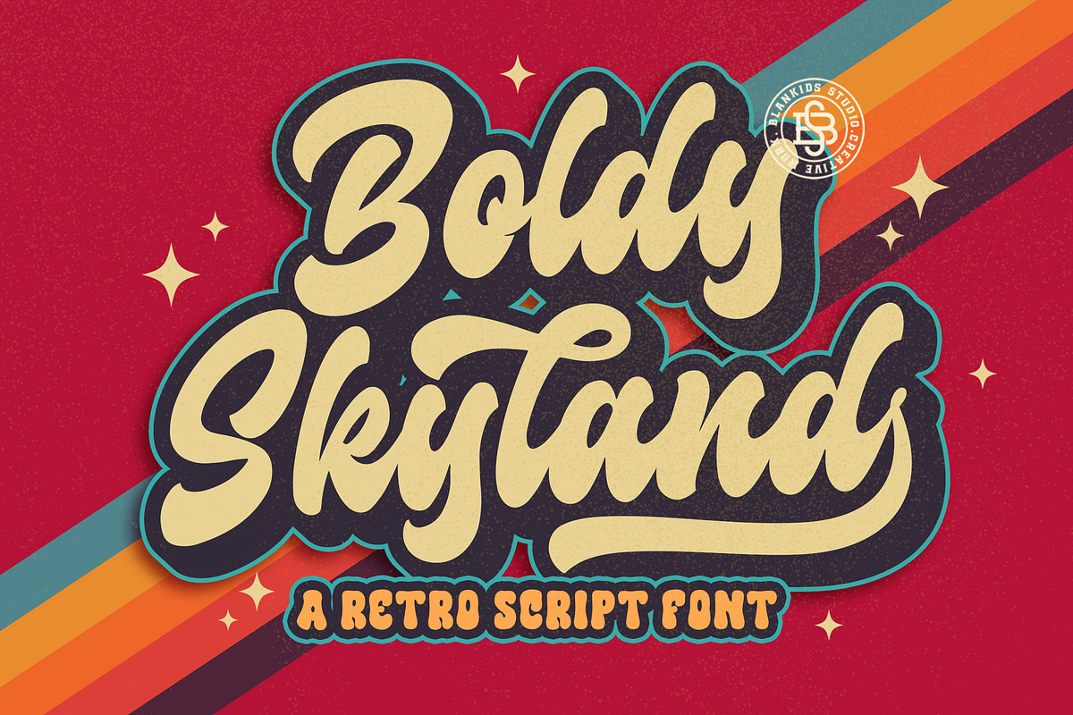 Boldy Skyline a Retro Script Font, a Script Font by Blankids Studio