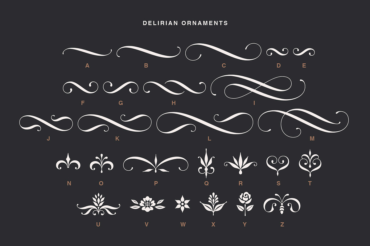 Delirian Script & Ornaments, a Script Font by Andrey Sharonov