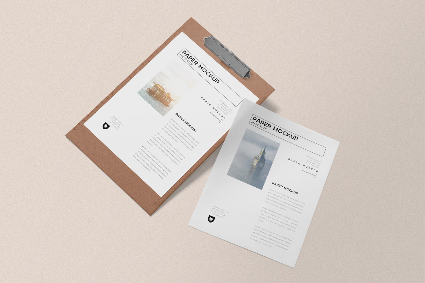 Realistic Paper Mockups, a Stationery Template by ZippyPixels