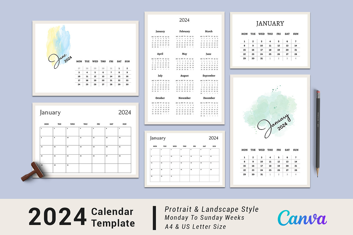 Calendar Template/Calendar 2024, a Stationery Template by Design Zone