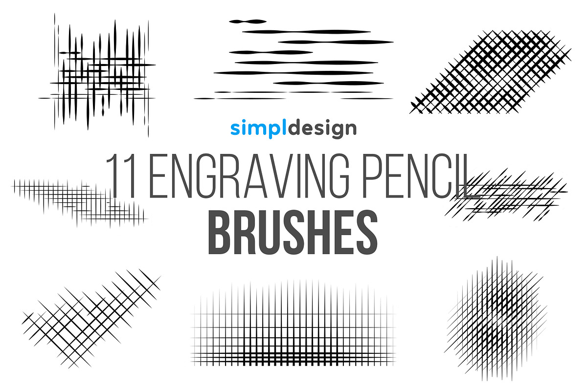 Engraving Pencil Photoshop Brushes, a Brush Add-On by SimplDesign