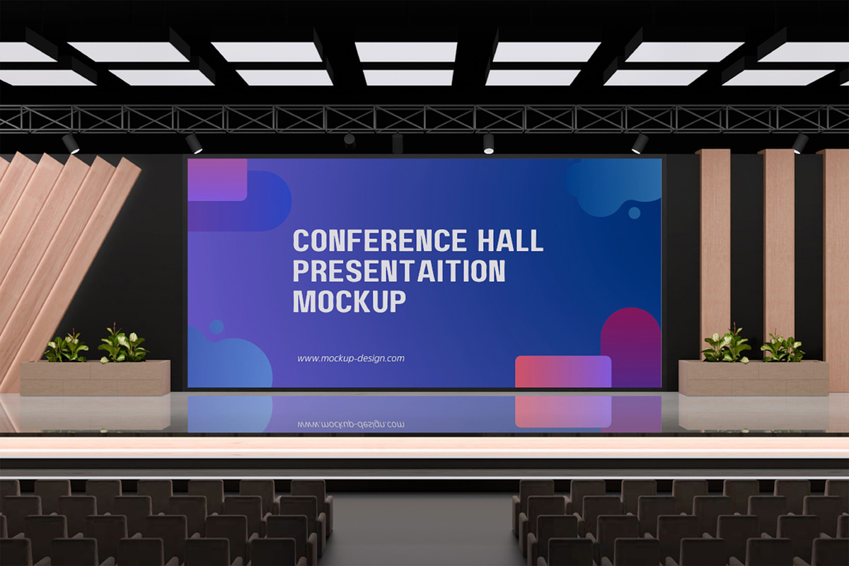Conference Hall Mockup, an Advertising Mockup by xavier_studio