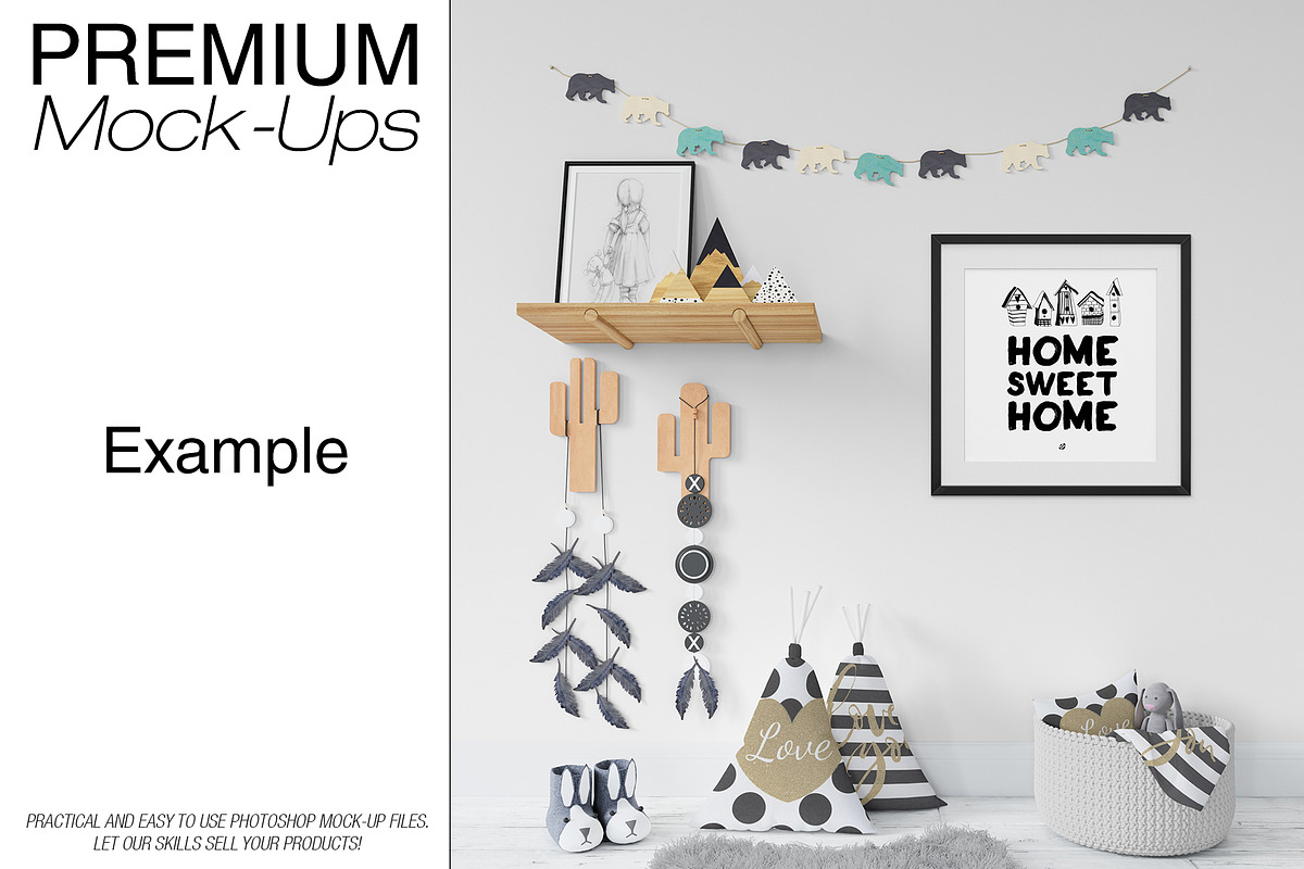 Kids Wigwam, Wall & Frames Mockups, a Product Mockup by mock-ups