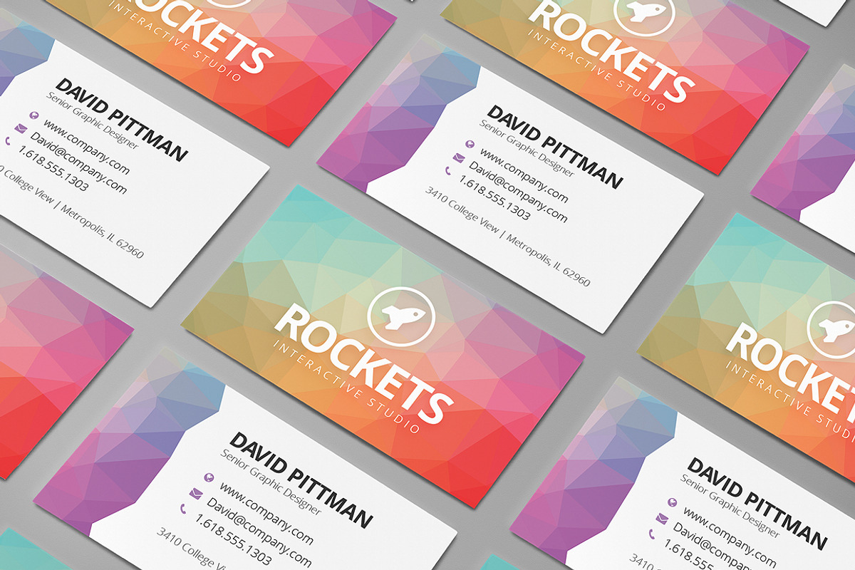 Polygon Business Card Template, a Business Card Template by Creativenauts