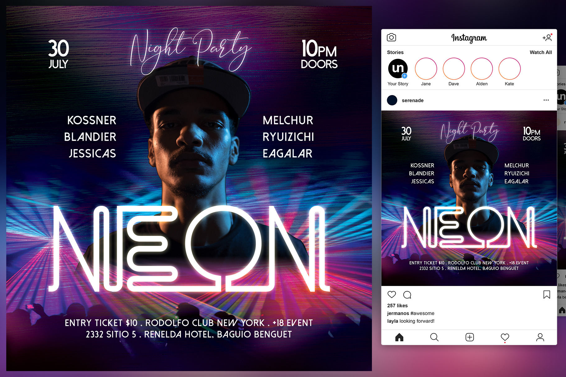 Neon Flyer, a Flyer Template by KiraYamato Design Studio