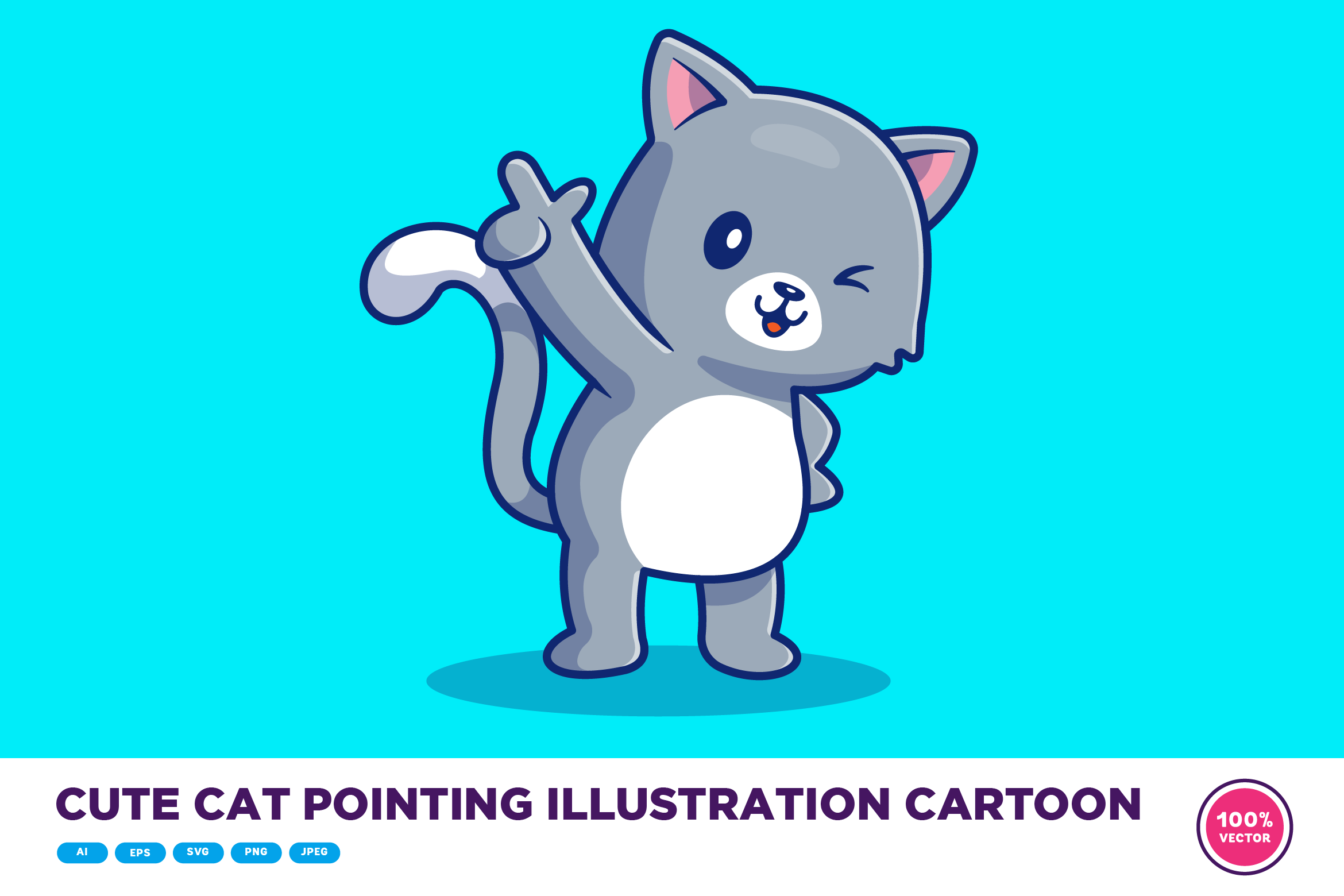 Cute Cat Pointing Illustration, an Animal Illustration by Catalyst Labs