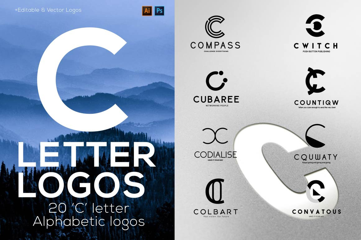 20 C Letter Alphabetic Logos, a Branding & Logo Template by AN ...