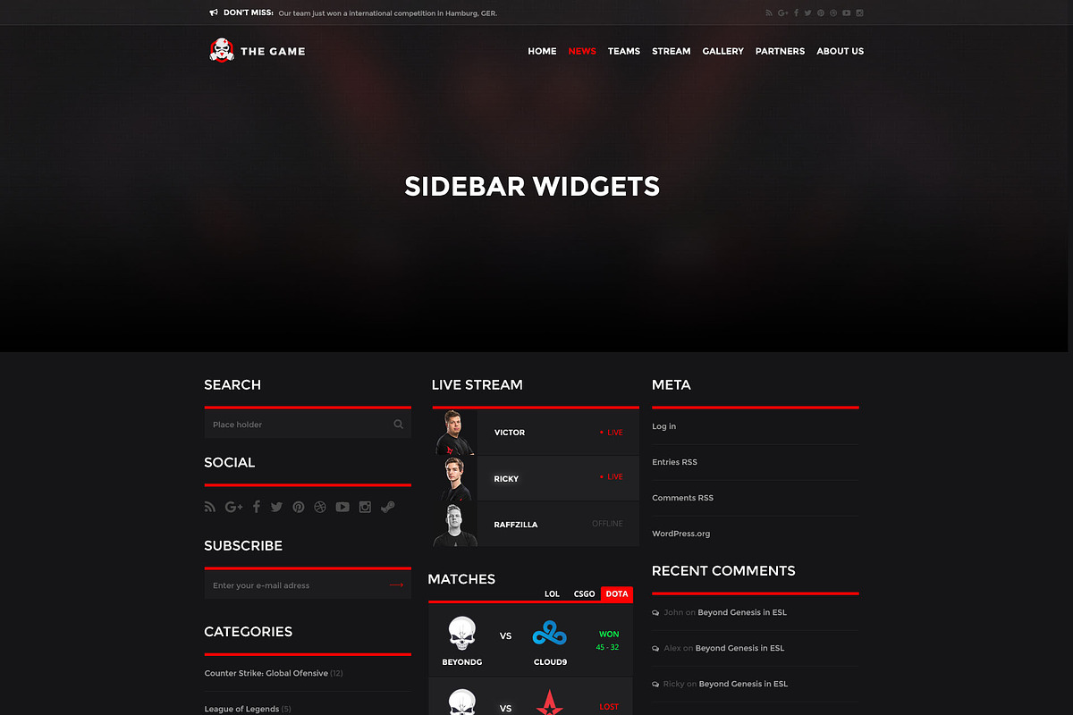 The Game - eSport PSD Gaming Templat, a Websites & App Template by Netbee