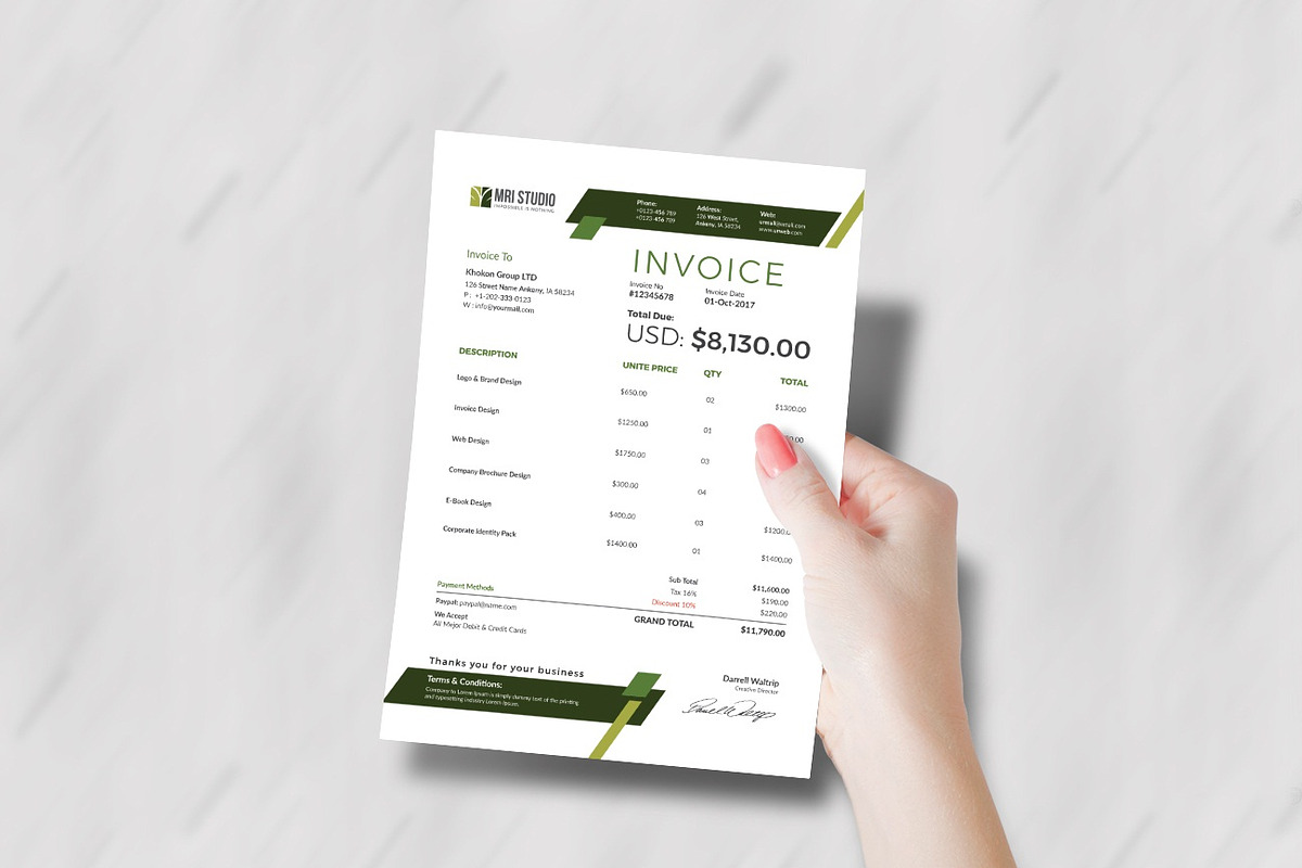 Creative Invoice Template, a Stationery Template by MRI STUDIO