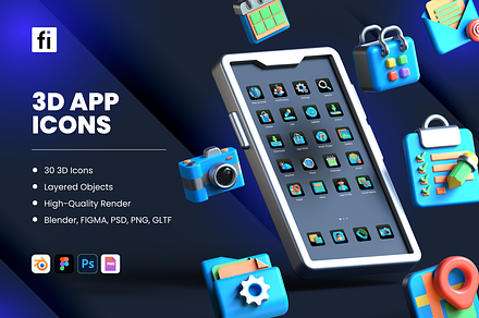 60 3D Web Icons | 3D Models ~ Creative Market