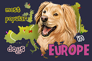 Most Popular Europe Dogs. 170 Breeds, an Illustration by Dneprstock