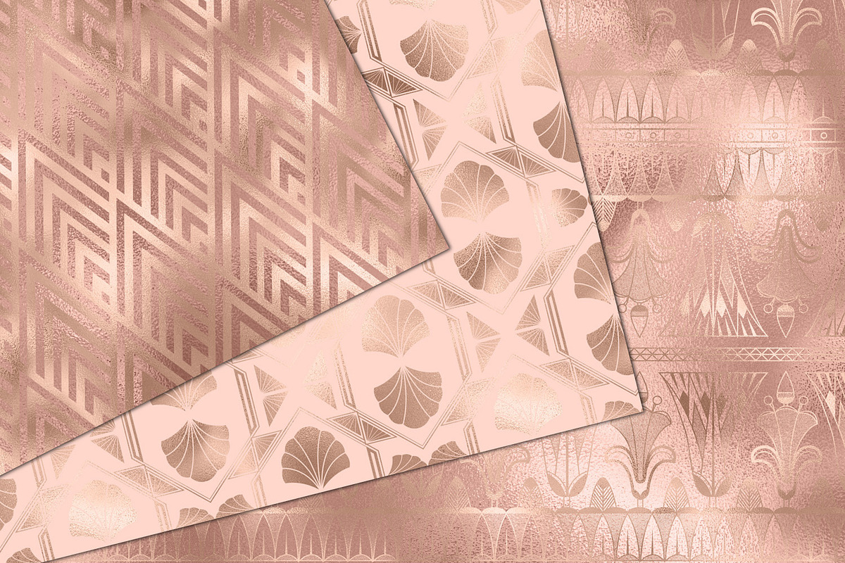 Rose Gold Art Deco Patterns, a Pattern Graphic by Digital Curio