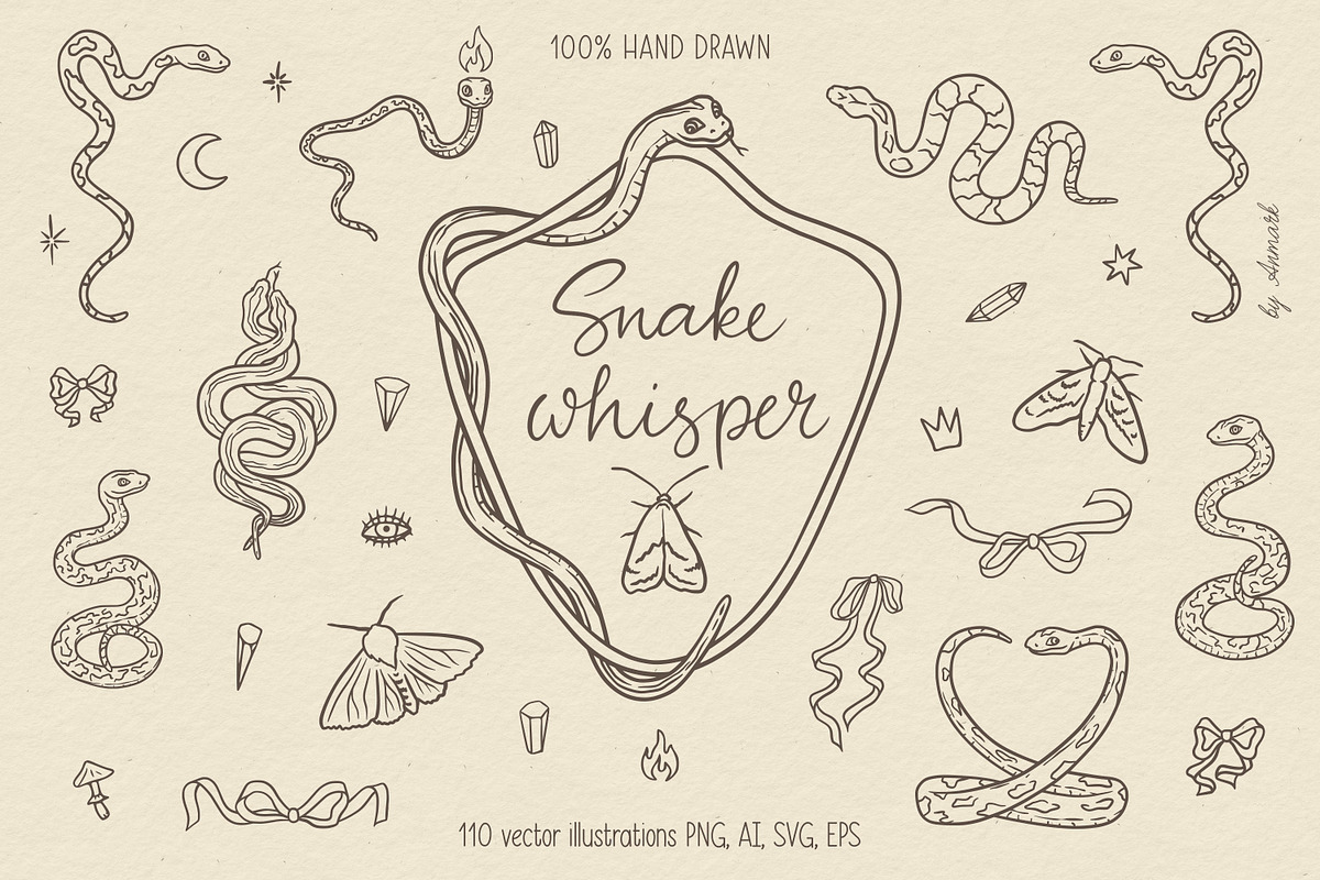 Snake Whisper Hand Drawn Line Art