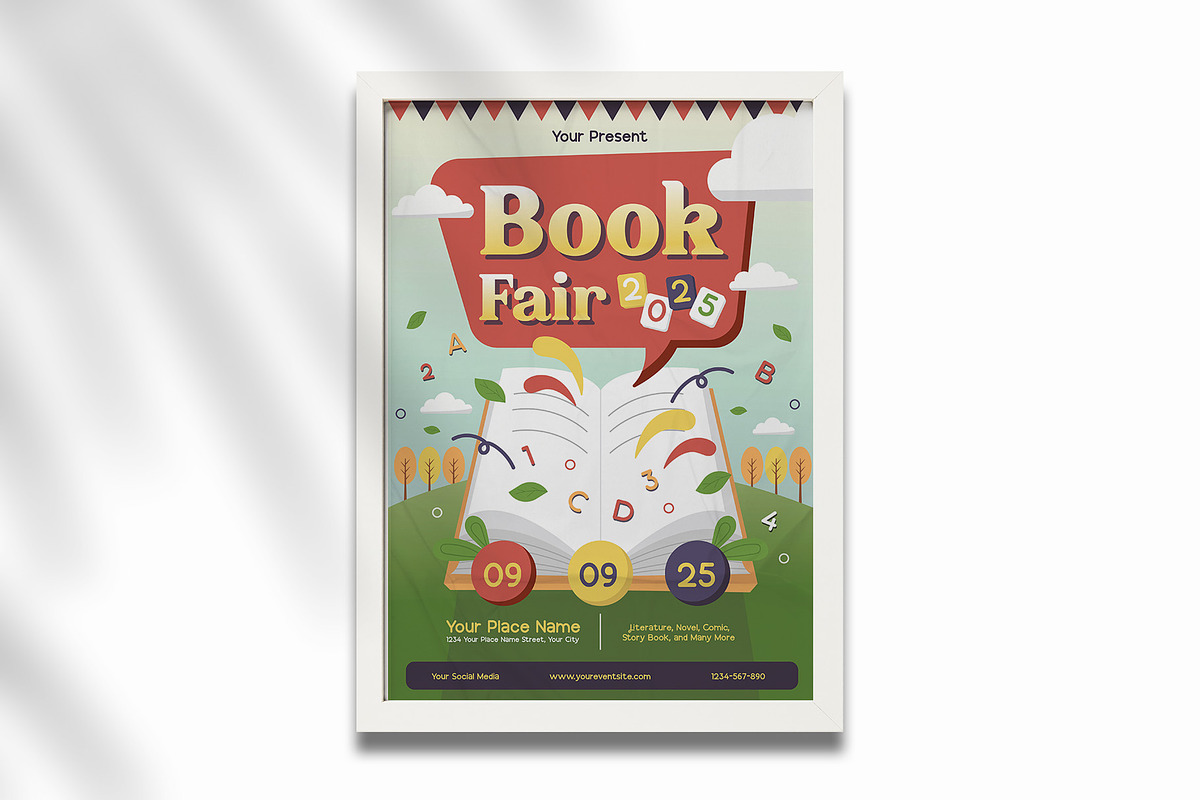 Playful Book Fair Flyer Template, a Flyer Template by Huge Dream Studio ...