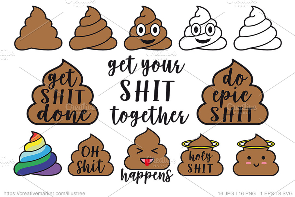 Poop emoji vector set, an Outline Icon by Illustree