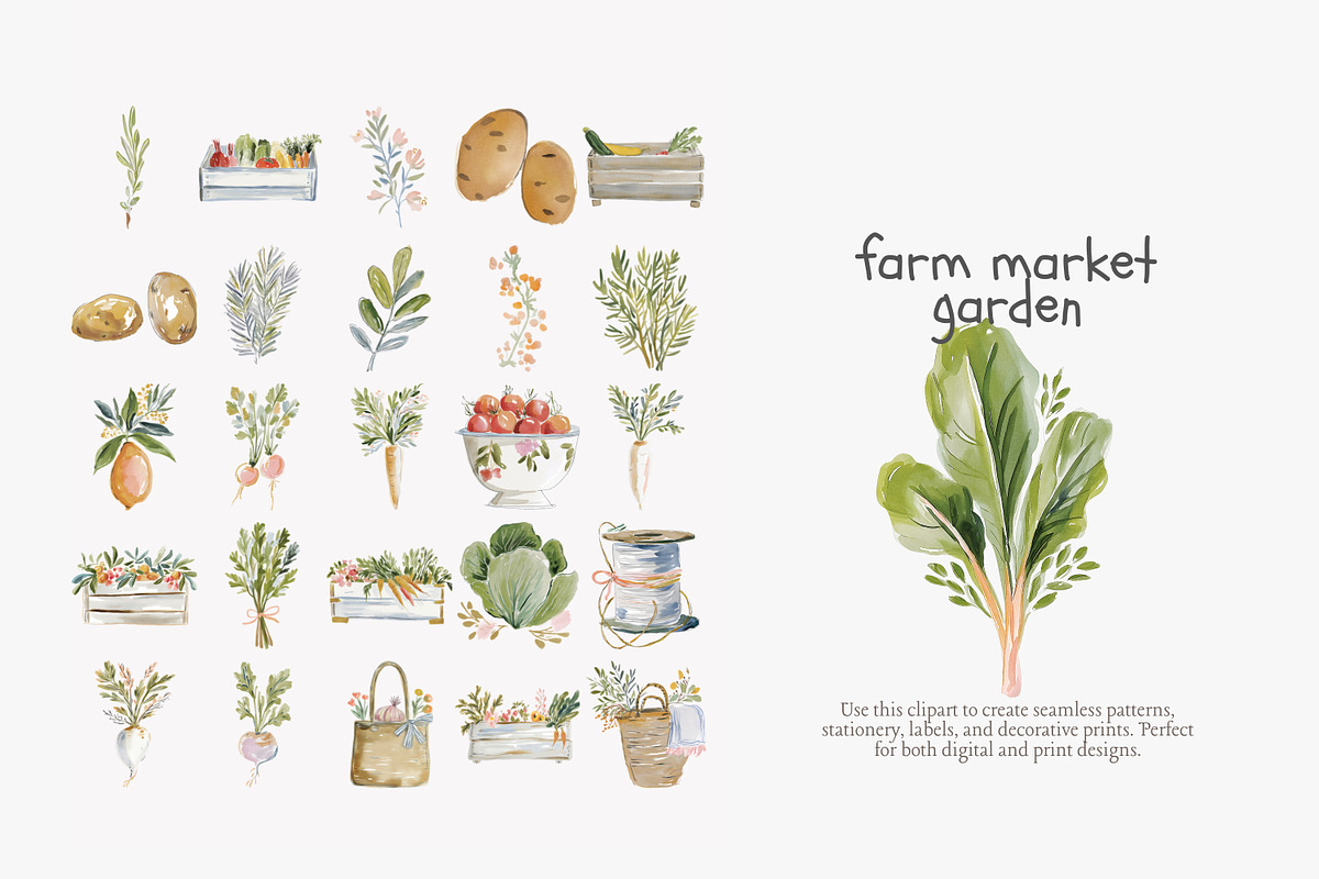 Farm market clipart set