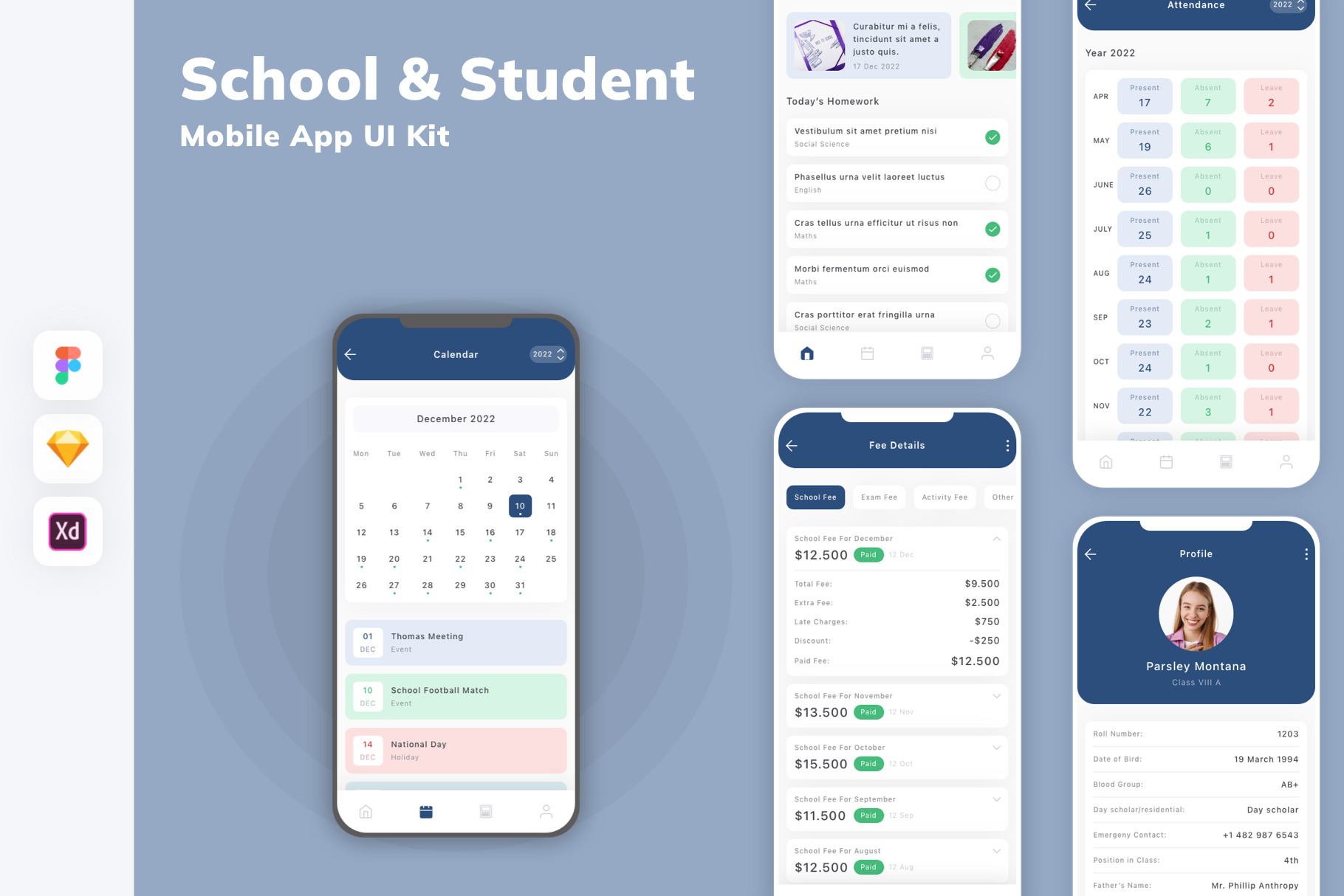 School & Student Mobile App UI Kit, an UI Kit Template by uicube